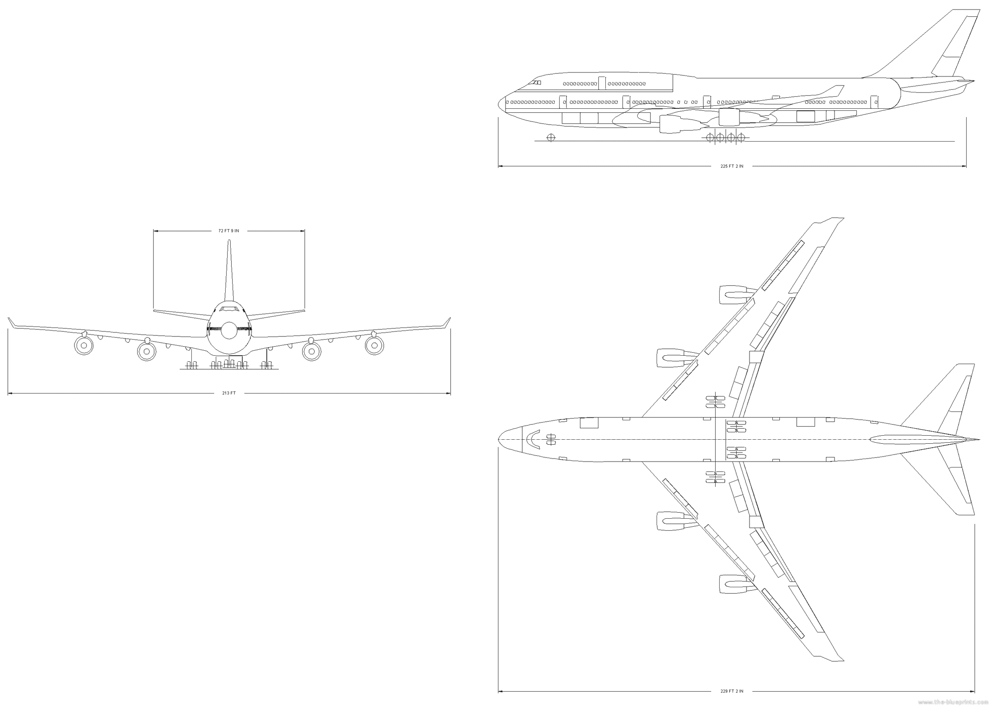 Boeing 747 400 Blueprints Free Outlines