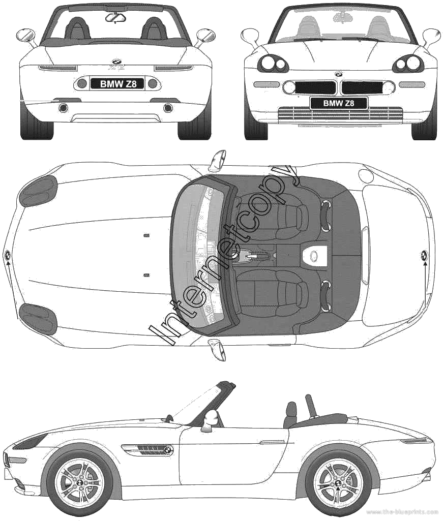 2000 BMW Z8 Roadster blueprints free - Outlines