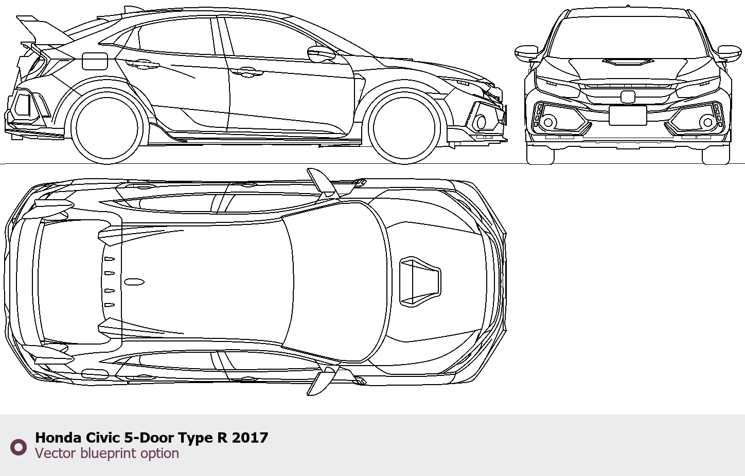 2017 Honda Civic 5-Door Type R Tag blueprints free - Outlines