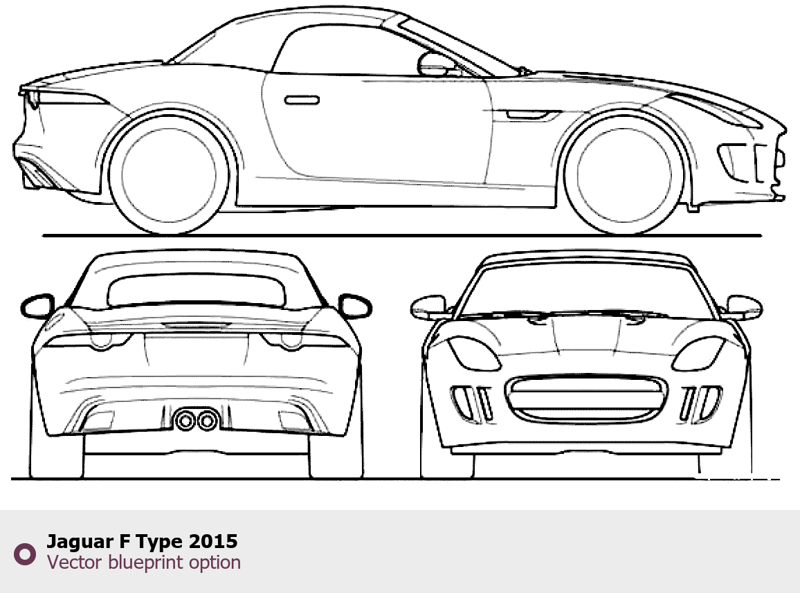 2015 Jaguar F Type Tag blueprints free - Outlines