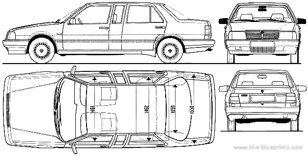 1989 Lancia Thema Limousine blueprints free - Outlines