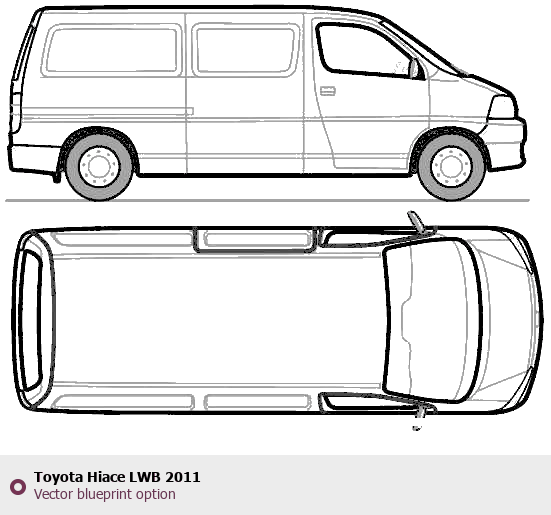 2011 Toyota Hiace LWB Tag blueprints free - Outlines