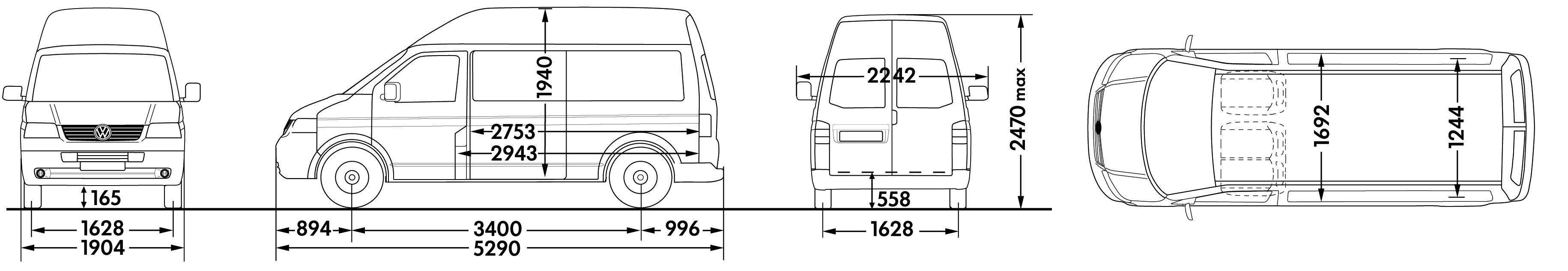 2004 Volkswagen Transporter T5 Panel Van LWB High Roof Van Blueprints 2004 Volkswagen Transporter T5 Panel Van LWB High Roof Van Blueprints