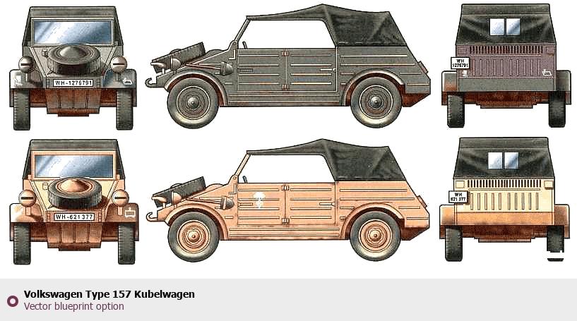 Volkswagen Type 157 Kubelwagen Tag blueprints free - Outlines