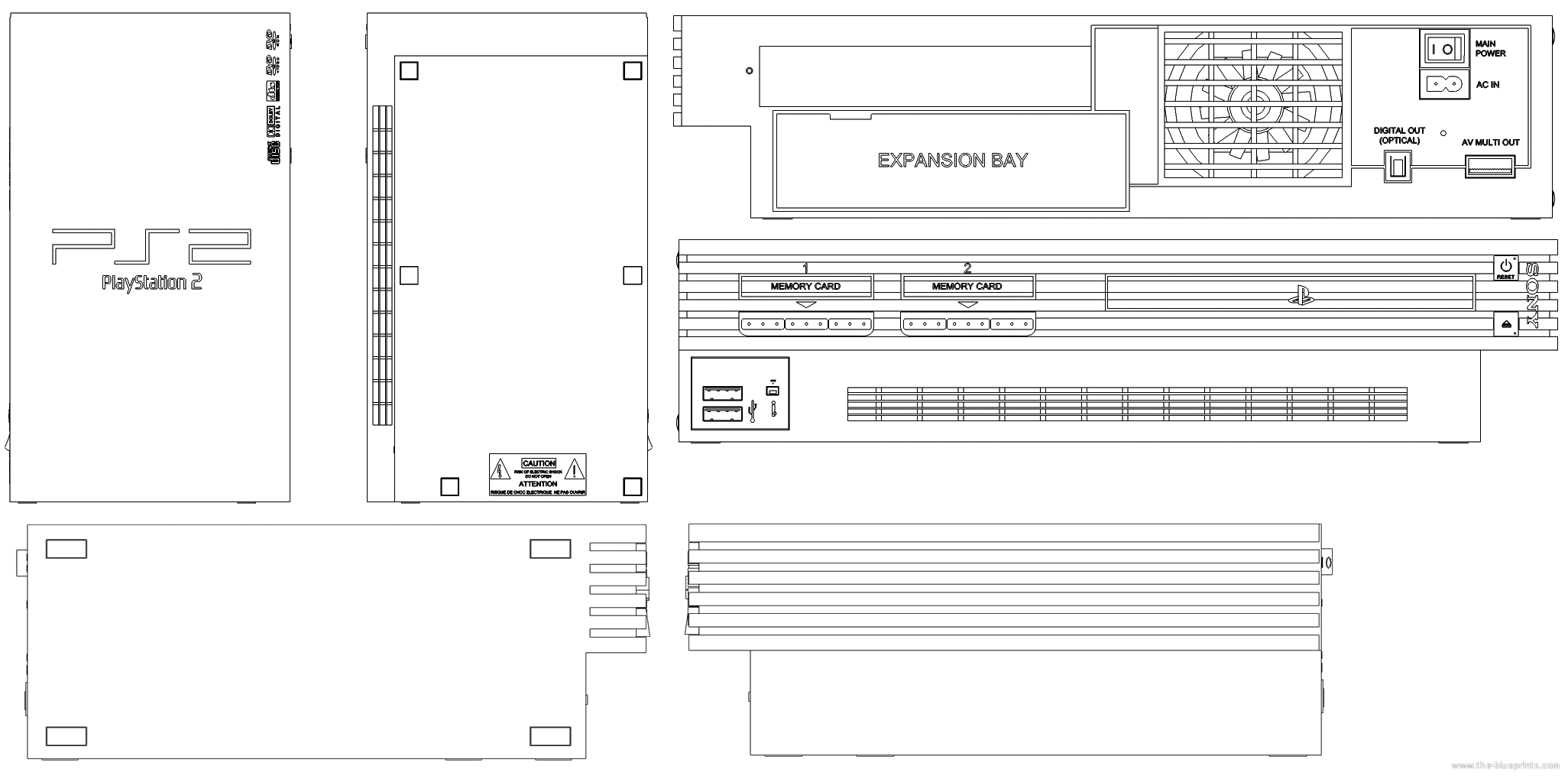 Sony PS2 Blue v2 blueprints free - Outlines